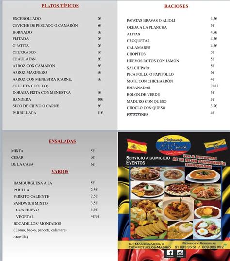 Menu At El Chaval Restaurant Ciempozuelos