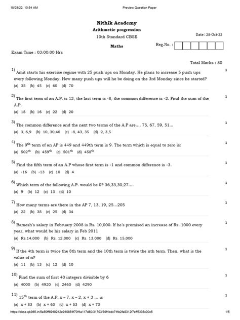 Arithmetic Progression Assignment Pdf Advanced Placement Mathematics