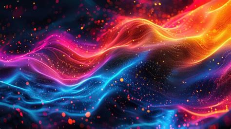 Premium Photo Vibrant Abstract Digital Art Depicting Flowing Wave Patterns With Sparkling