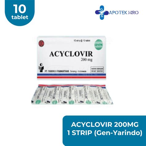 Acyclovir 200mg 1 Strip 10 Tablet Gen Yarindo Apotek Hiro
