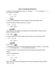 Quizonsamplingtechniques Docx Quiz On Sampling Techniques Given A Normal Distribution With