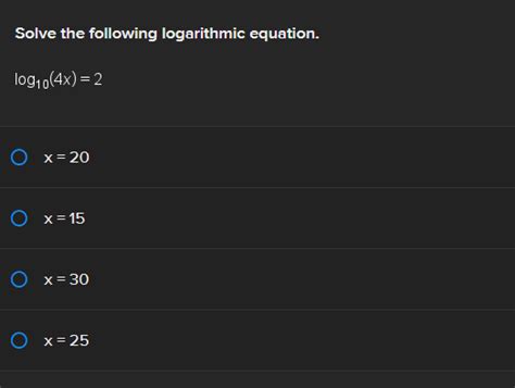 [solved] I Need Help Solve The Following Logarithmic Equation Log10 4x Course Hero