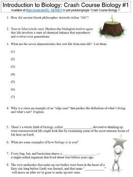 Crash Course Biology 1 Introduction To Biology Worksheet By Danis