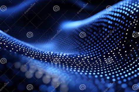 Abstract Blue Digital Particles Wave Flowing In Cyberspace Big Data Visualization 3d Rendering