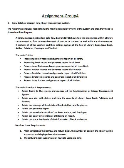 Solved Texts Assignment Group4 1 Draw A Data Flow Diagram For A Library Management System