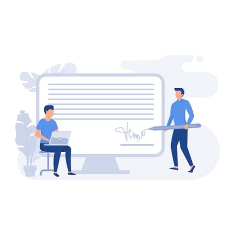 Premium Vector Digital User Agreement Signing Digital Document With