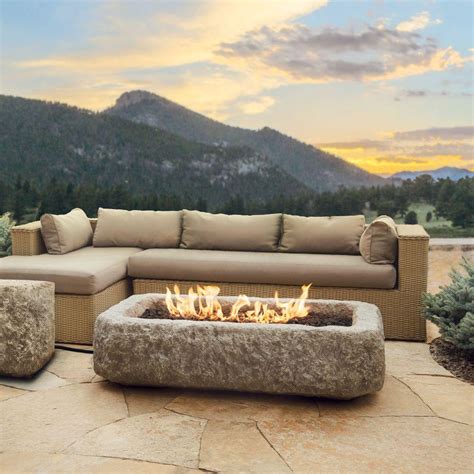 Real Flame Antique Stone 59 In Rectangle Propane Gas Fire Table In