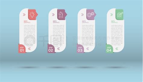 个阶段网页ui 商业信息图表。实现目标的4个阶段。工作流程、开发、营销、计划或培训的阶段。带有图标图标的业务策略。报告或统计模式。 模板免费下载 Eps格式 1000像素 编号69780103 千图网