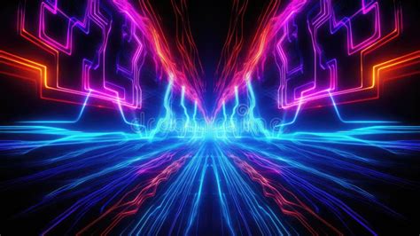 Glowing Neon Light Waves Background Modern Abstract Wavy Futuristic Illustration Stock Image