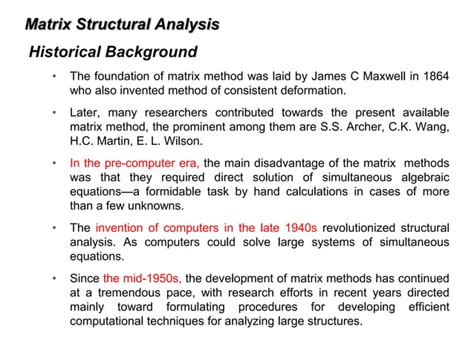 Lecture Introduction To Matrix Structural Analysis Ppt Civil Engineering Industry Industries