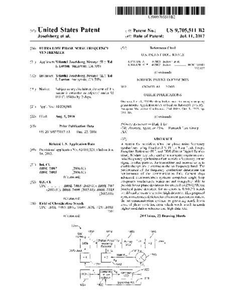 Pdf Us9705511 Ultra Low Phase Noise Frequency Synthesizer