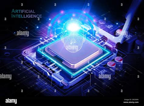 ai artificial intelligence concept close up of microprocessor on