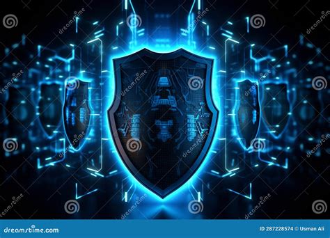 Cyber Security Shield Protecting Digital Data Network Ai Stock Illustration Illustration Of