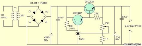 Схема включения Tl431 в регулируемый бп