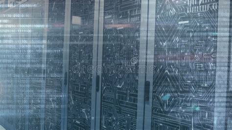 Animation Of Light Spots And Connections Over Data Processing And Server Room Stock Video