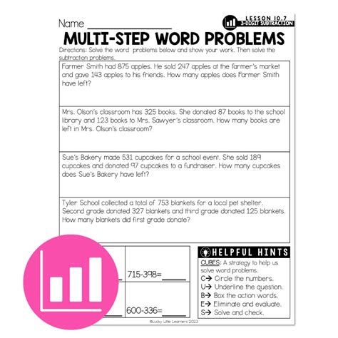 Lucky To Learn Math Lesson 107 3 Digit Subtraction Review Differentiation Multi Step