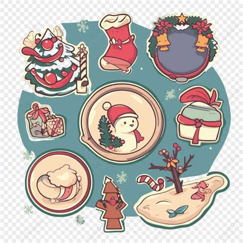 파란색 배경 클립 아트에 스티커의 크리스마스 컬렉션 벡터상표 Png 일러스트 무료 다운로드 Lovepik