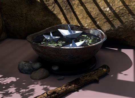 artstation paper boat scene