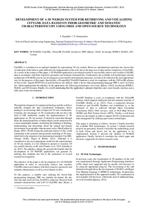 Pdf Development Of A 3d Webgis System For Retrieving And Visualizing