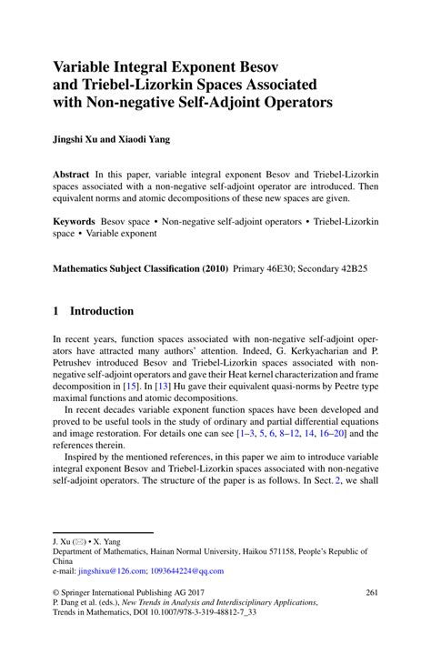 Pdf Variable Integral Exponent Besov And Triebel Lizorkin Spaces Associated With Non Negative