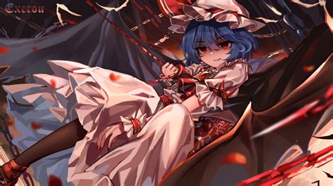 Safebooru 1girl Absurdres Ascot Bat Wings Blue Hair Commentary Request Fingernails Hat Hat