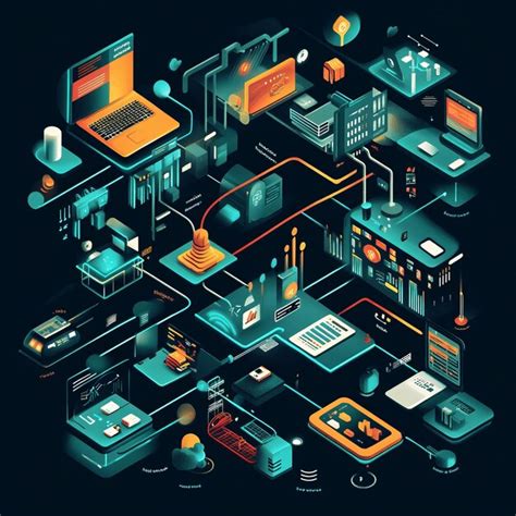 Abstract Isometric Illustration Of Connected Devices And Technology Elements Premium Ai