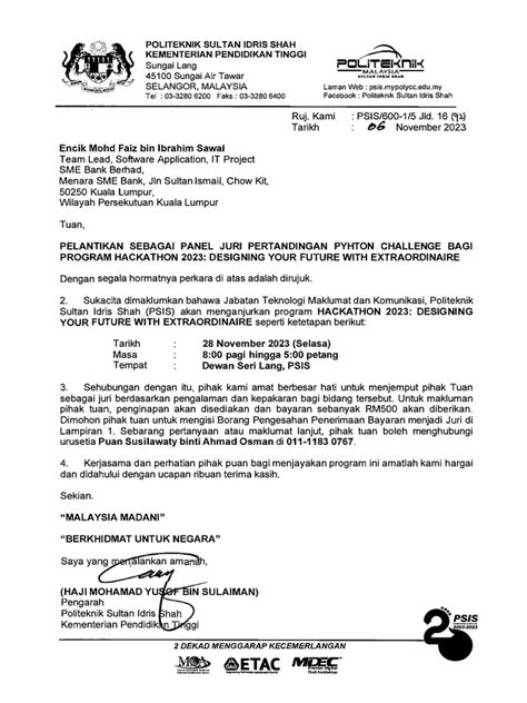 Surat Panel Juri Pertandingan Pyhton Challenge Pdf