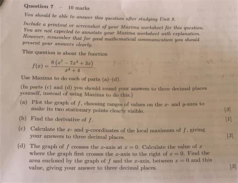 Solved Question 7 10 Marks You Should Be Able To Answer This