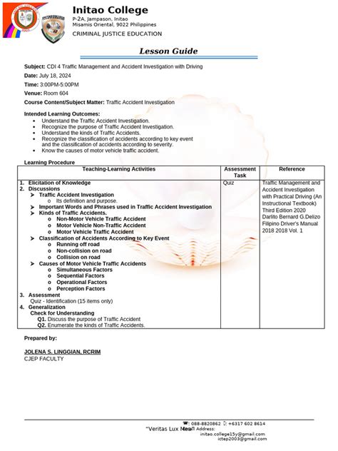 Cflm1 Learning Plan Pdf Traffic Collision Cognitive Science