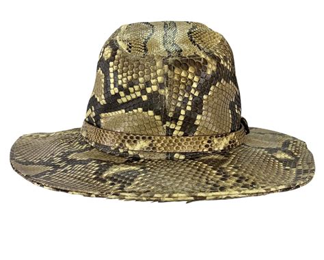 Ss 2005 Dolce And Gabbana Genuine Python Wide Brim Logo Buckle Hat For