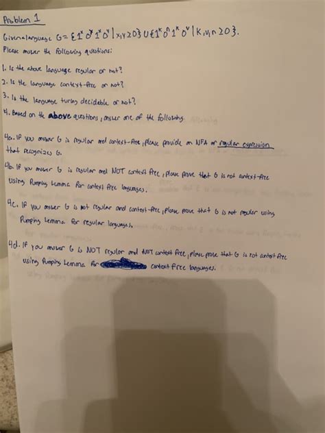 Solved Problem 1 Givena Language G 1 O Q 0 1 Xy 20 U