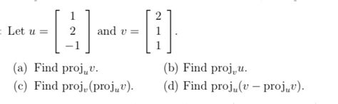 solved a find proj v c find proj projuv b find