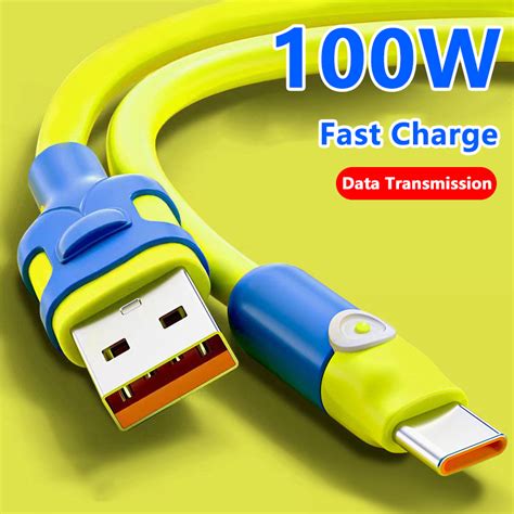 Jual 100W Super Charging Cable USB Type C Fast Charge For Android Support Data Transmission 1M 1