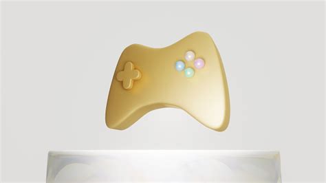 스탠드에 귀여운 미니멀 옐로우 게임 조이스틱 컴퓨터 게임 개념 3d 렌더링 0명에 대한 스톡 사진 및 기타 이미지 0명 3차원 형태 Brand Name Video