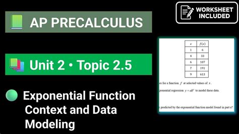 Ap Precalculus Unit 2 Topic 25 Exponential Function Context And Data Modeling Youtube