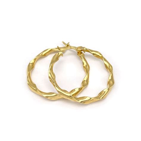 10k Twist Round Hoop Earrings Yellow Brick Empire