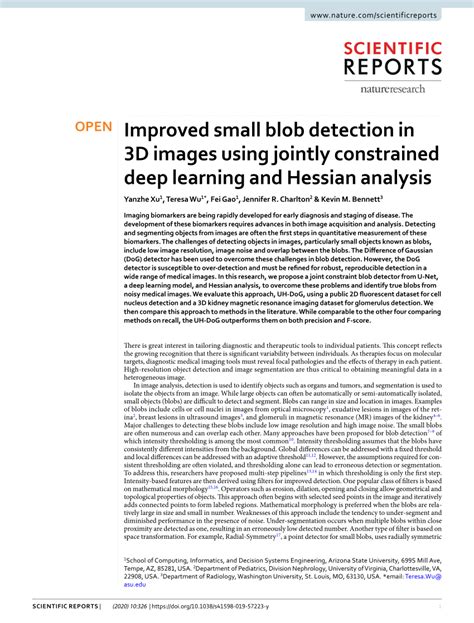 Pdf Improved Small Blob Detection In 3d Images Using Jointly