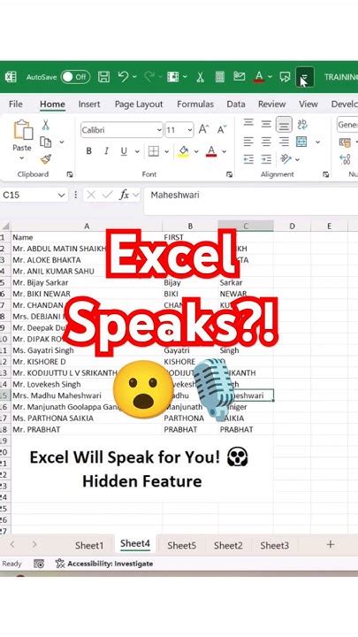 Text To Speech In Excel Shorts Ytshorts Texttospeech Exceltips Excel Tutorial Exceltricks