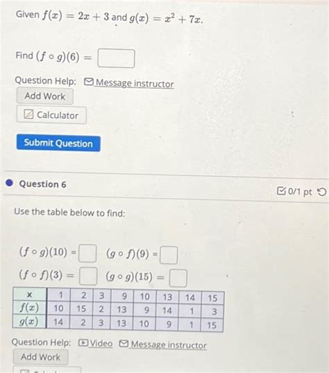 Solved Given F X 2x 3 And G X X2 7x Find F∘g 6