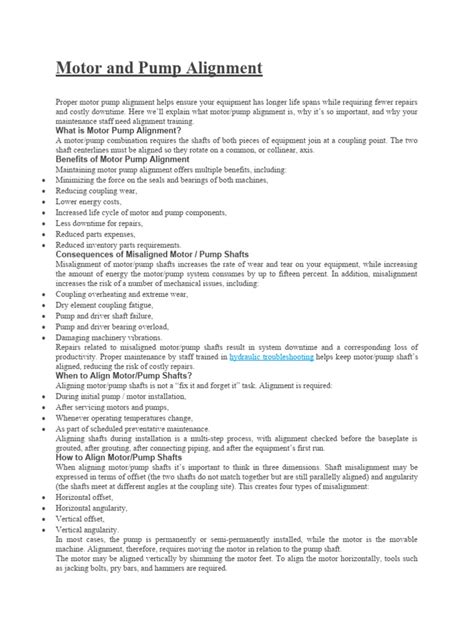 Motor And Pump Alignment Pdf