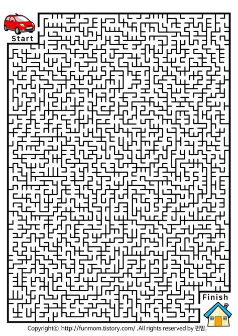 자동차 미로찾기 인쇄 활동지
