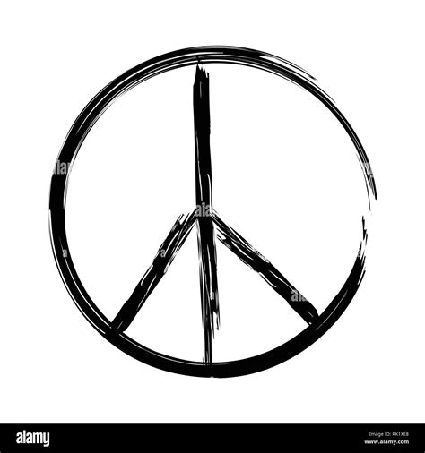 Vector Illustration Hand Drawn Brush Peace Symbol Sign Icon Isolated