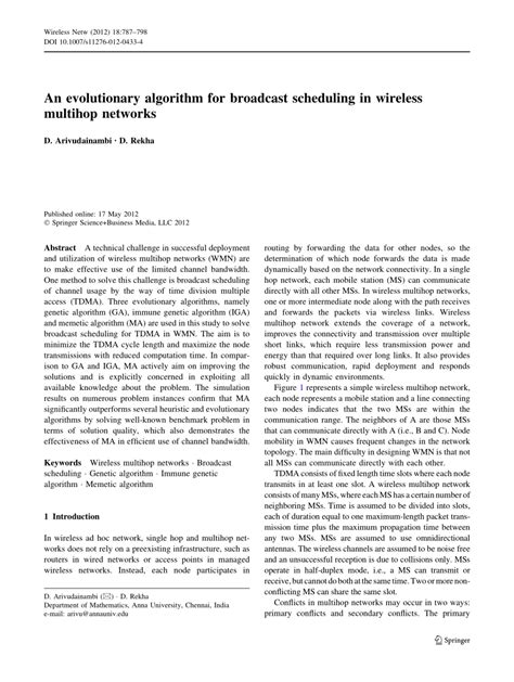 Pdf An Evolutionary Algorithm For Broadcast Scheduling In Wireless