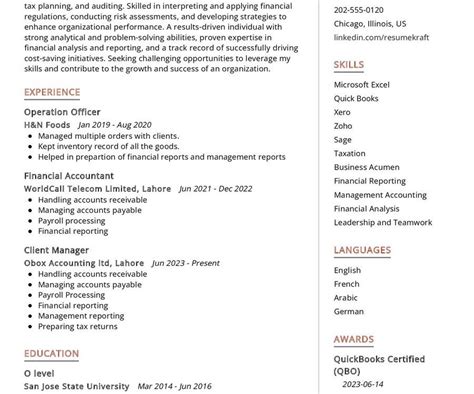Acca Professional Cv Sample In 2026 Resumekraft