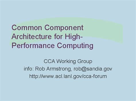 common component architecture for high performance computing cca