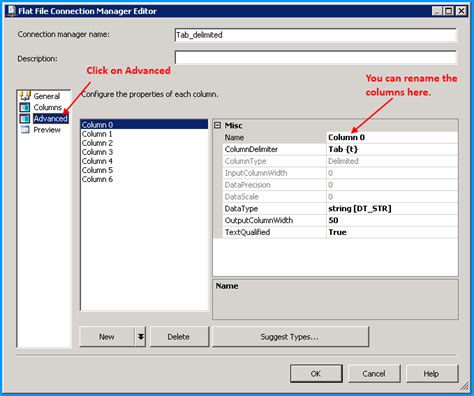 Why Doesnt Ssis Recognize Tab Column Delimiters While Importing Into A Database Stack Overflow