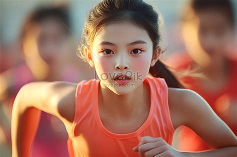 경주에서 달리는 어린 소녀 사진 무료 다운로드 Lovepik