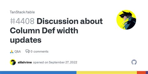 Discussion About Column Def Width Updates · Tanstack Table · Discussion