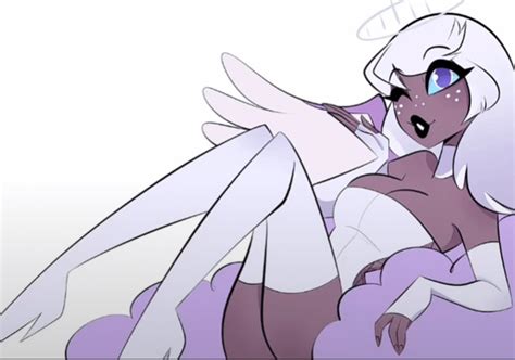 Rule 34 Black Lipstick Emily Hazbin Hotel Seductive Seductive Look Seductive Pose White