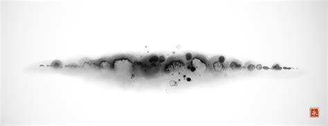 흰색 배경에 숲 나무가있는 섬의 양식화 된 검은 잉크 워시 페인팅 전통적인 동양 잉크 페인팅 Sumie Usin Gohua 상형